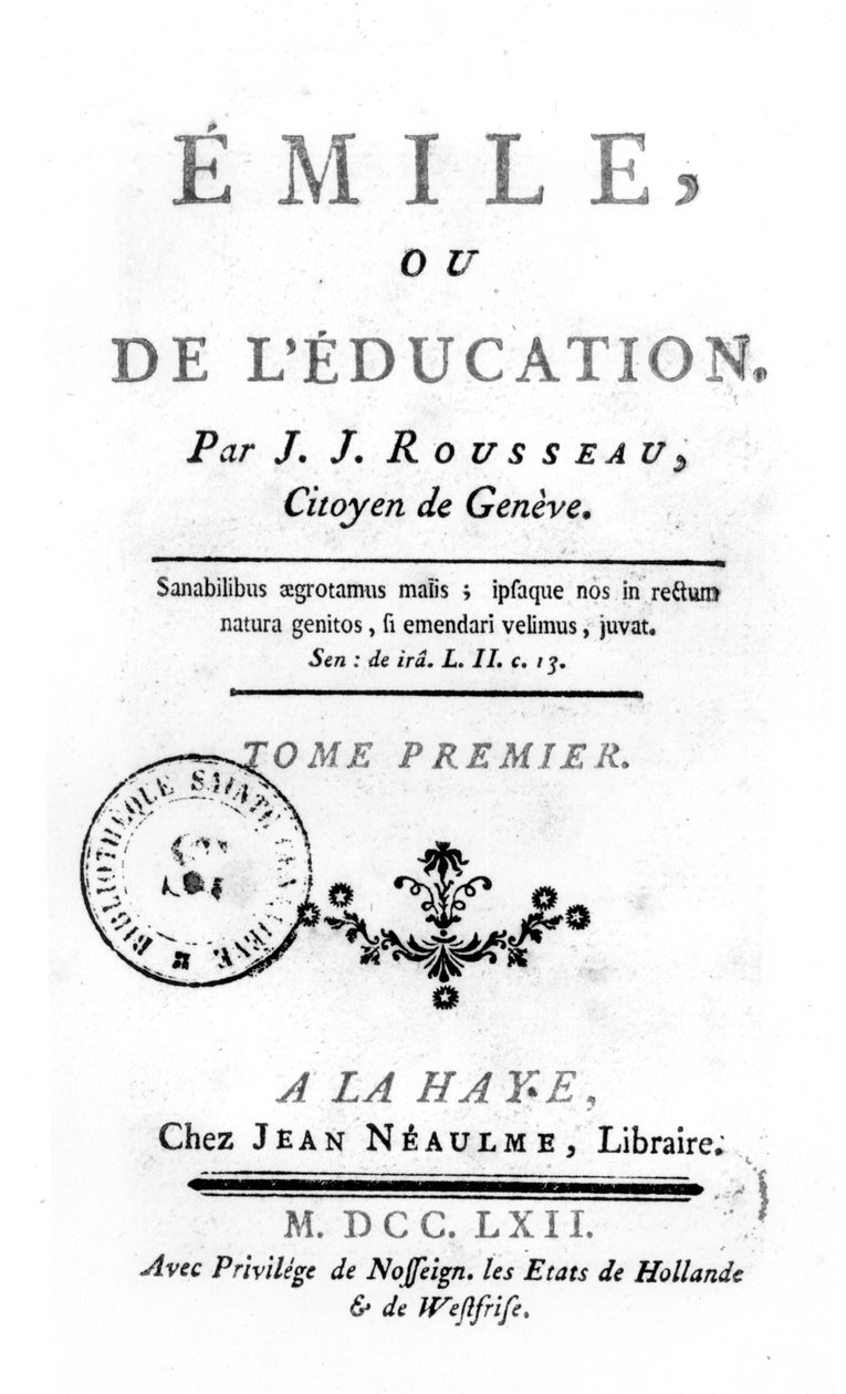 Frontispiece for Emile by Jean-Jacques Rousseau