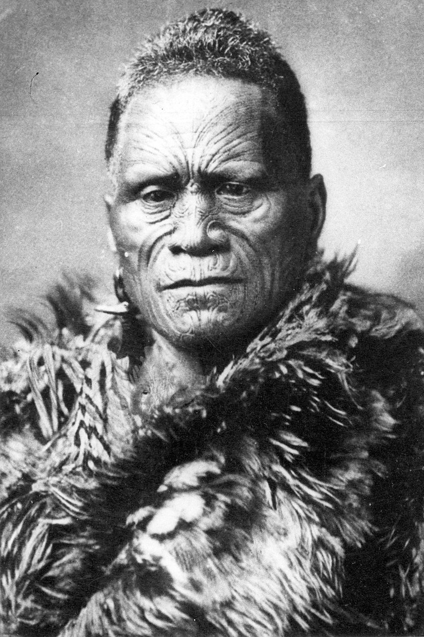 Portrait of a Maori man, before 1880