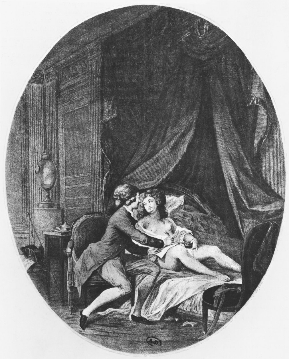 Valmont and Emilie, illustration from 'Les Liaisons Dangereuses' by ...