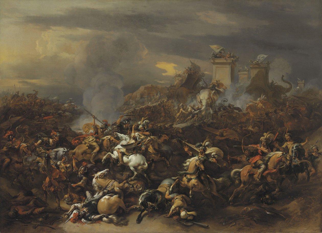 The Battle by Alexander the Great against the king Porus