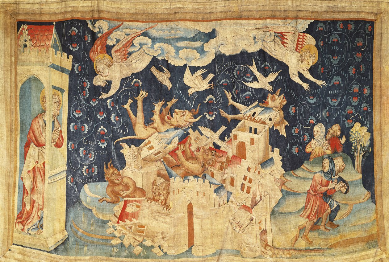 Babylon Invaded by Demons, no.66 from 'The Apocalypse of Angers', 1373-87