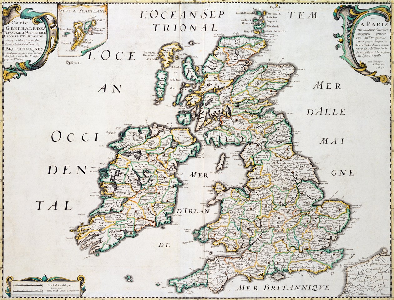 Map of Britain and Ireland, published Paris 1640
