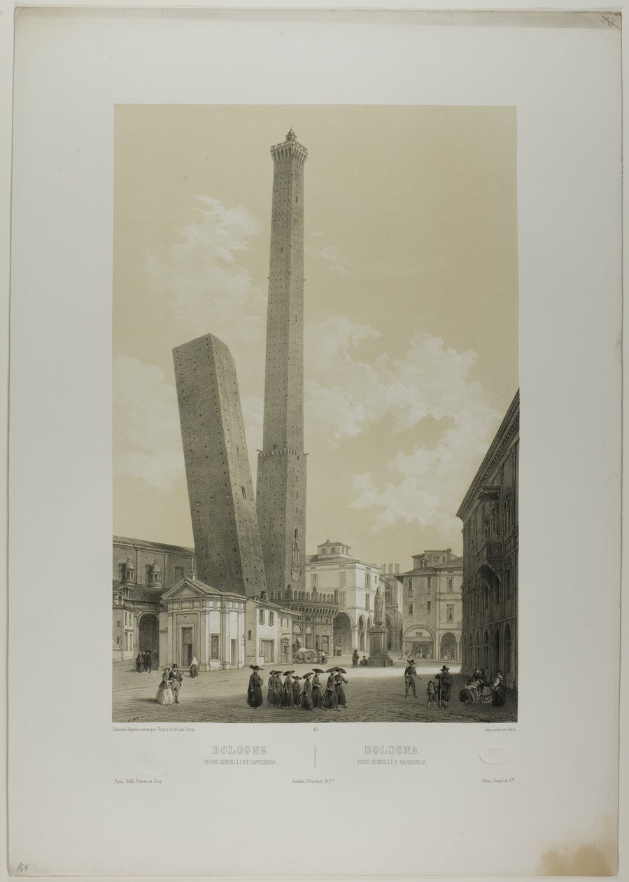 Bologna: The Asinelli and Garisenda Towers, plate 40 from Monumental ...