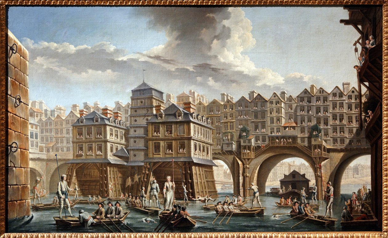The joust of the bargemen, between the Notre Dame bridge and the Pont ...