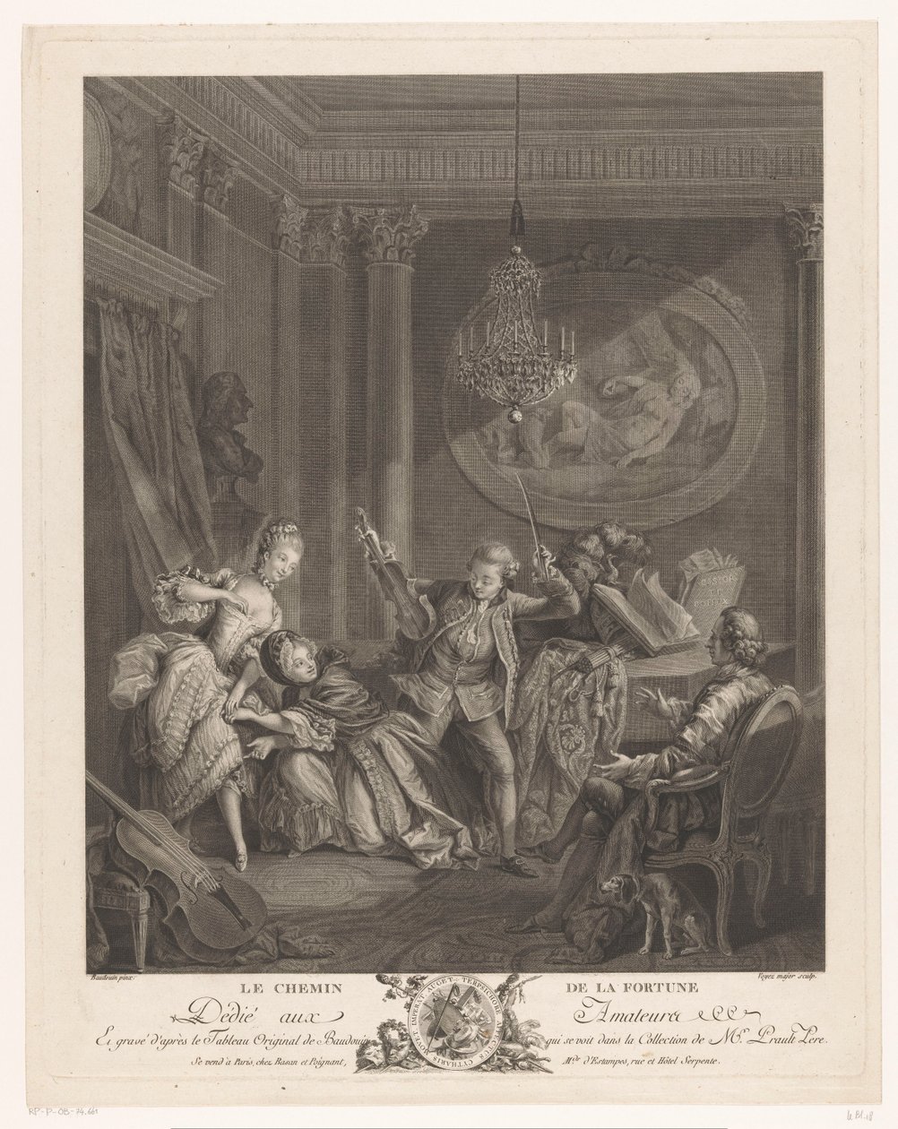 A Violinist and Two Young Women in an Interior, a Seated Man Watches