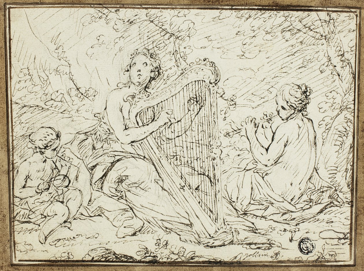 Nymphs Playing Musical Instruments by Nicolas Rene Jollain