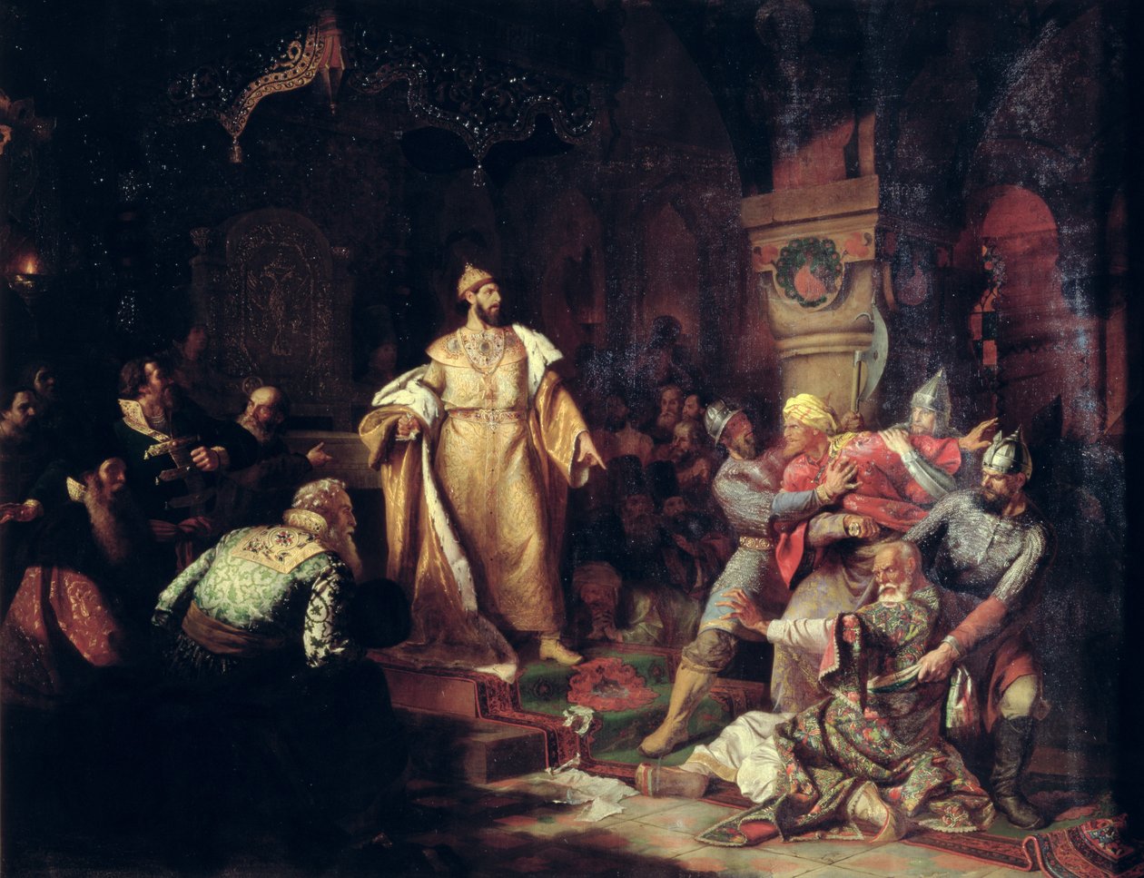 Tsar Ivan III Tearing the Deed of Tatar Khan, 1862