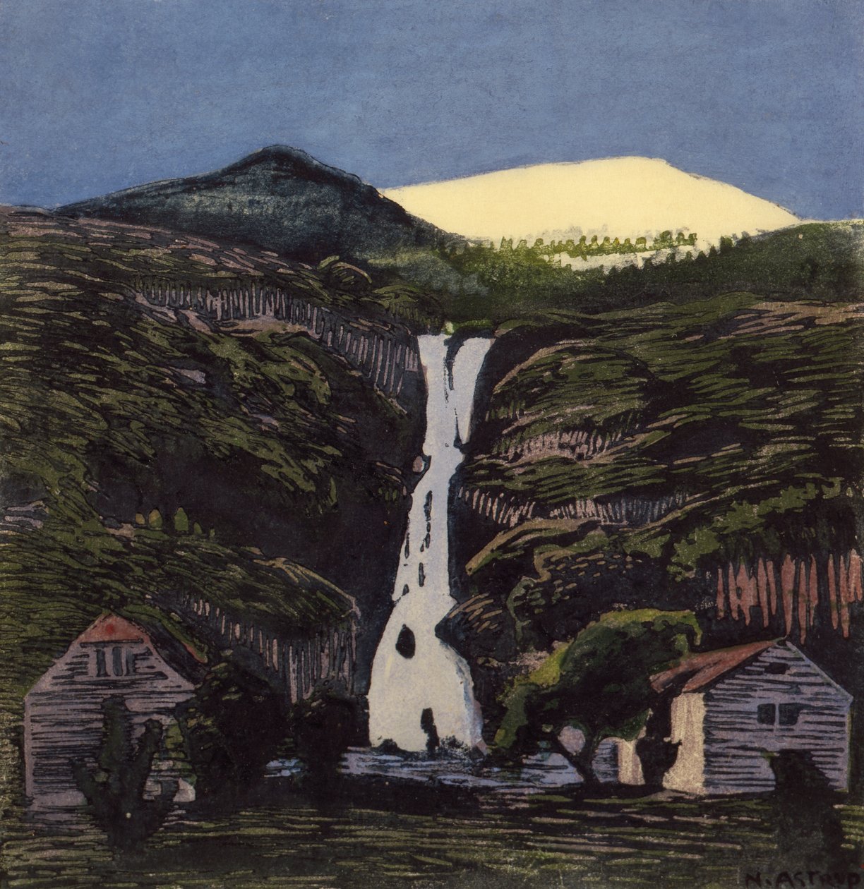 Waterfall and Glacier by Nikolai Astrup: Fine art print