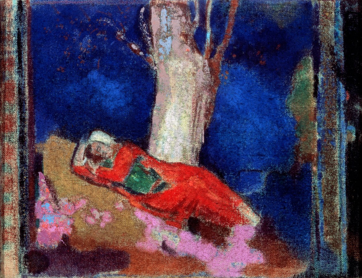 A Woman Lying under the Tree by Odilon Redon