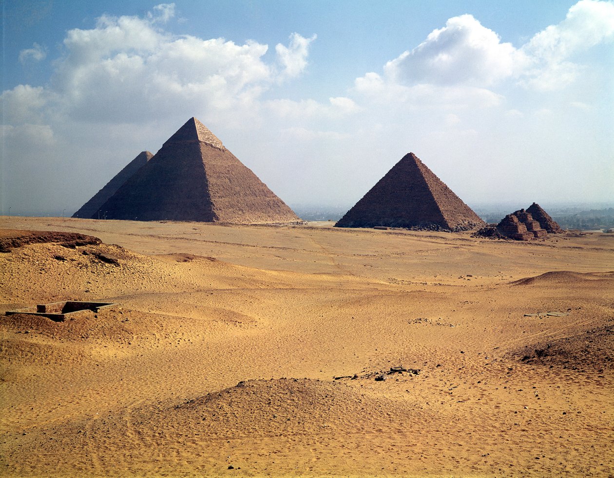View of the Pyramids of Cheops, Chephren and Mycerinus