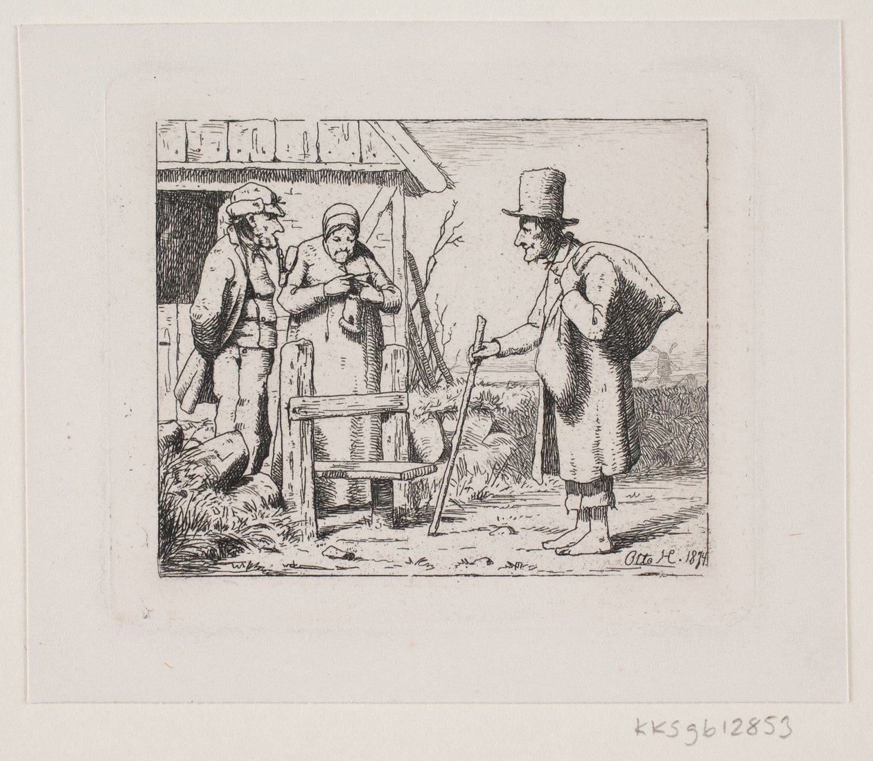 Figures at a Farmhouse by Otto Haslund: Buy fine art prints
