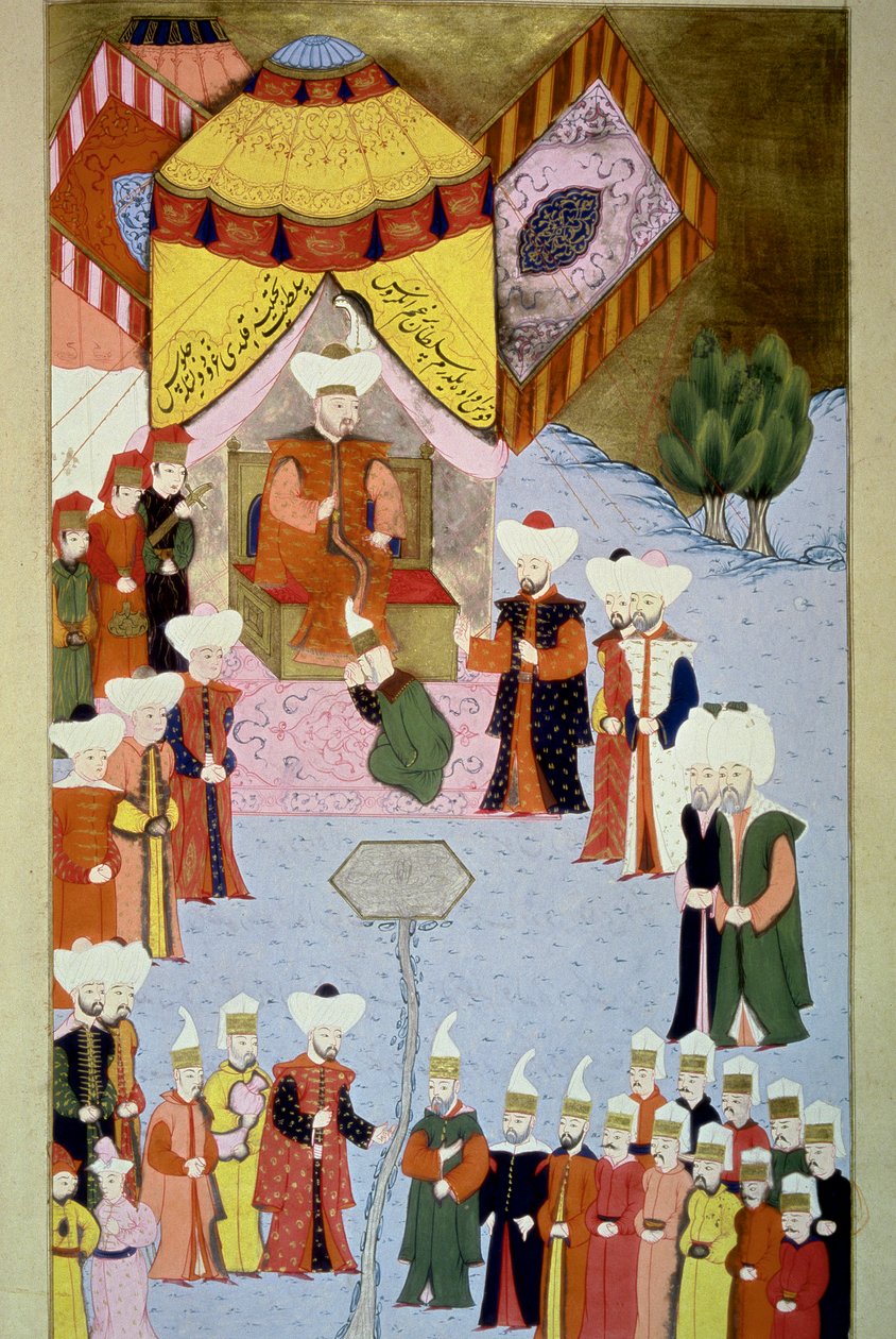 Sultan Bayezid I has his Miniature Court from 'Hunername' of Lokman ...