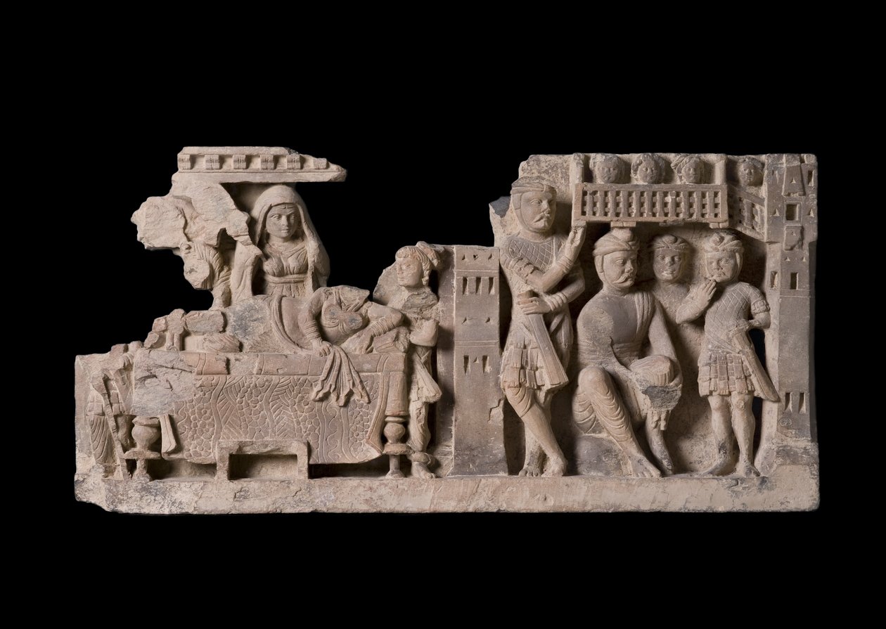 Relief panel depicting the Dream of Queen Maya, Gandhara Region