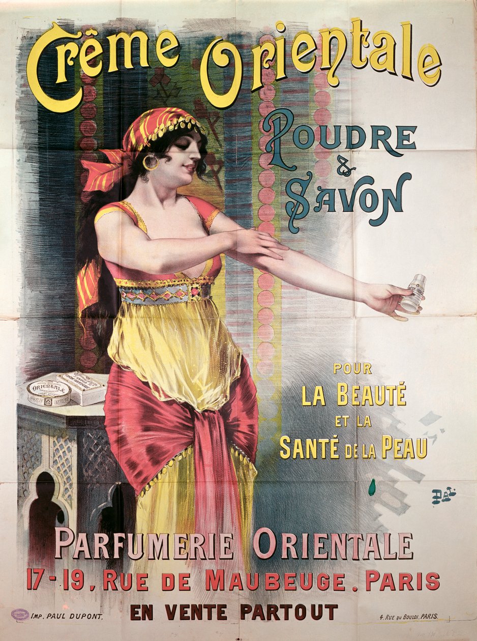 Poster advertising 'Creme Orientale' powder and soap by Pal