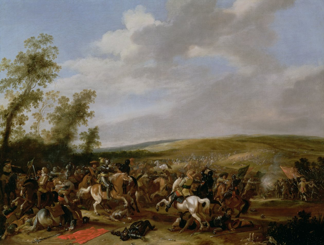 Battle Scene at Lutzen between King Gustavus Adolfus of Sweden against ...