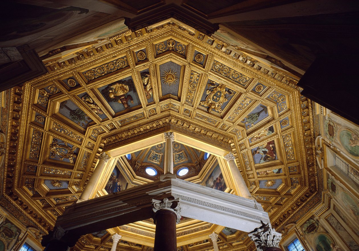 View of the vault inside the Paleochristian baptistery of San Giovanni ...