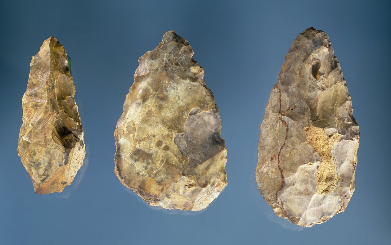 Three Flint Tools by Paleolithic: Premium art reproduction