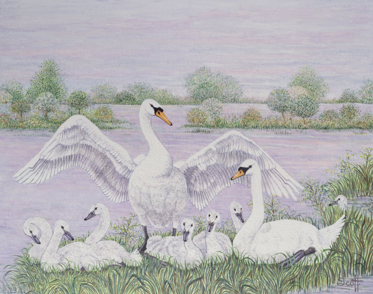 Family Group by Pat Scott: Highest-quality art reproduction