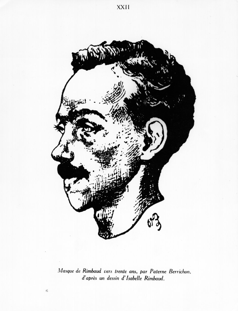 Portrait of Arthur Rimbaud made after a drawing by Isabelle Rimbaud