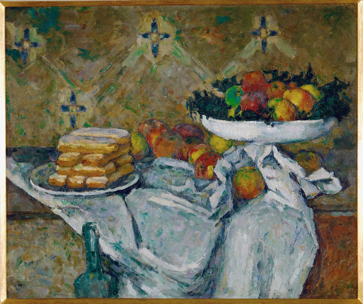 Fruit Bowl and Plate of Biscuits by Paul Cezanne