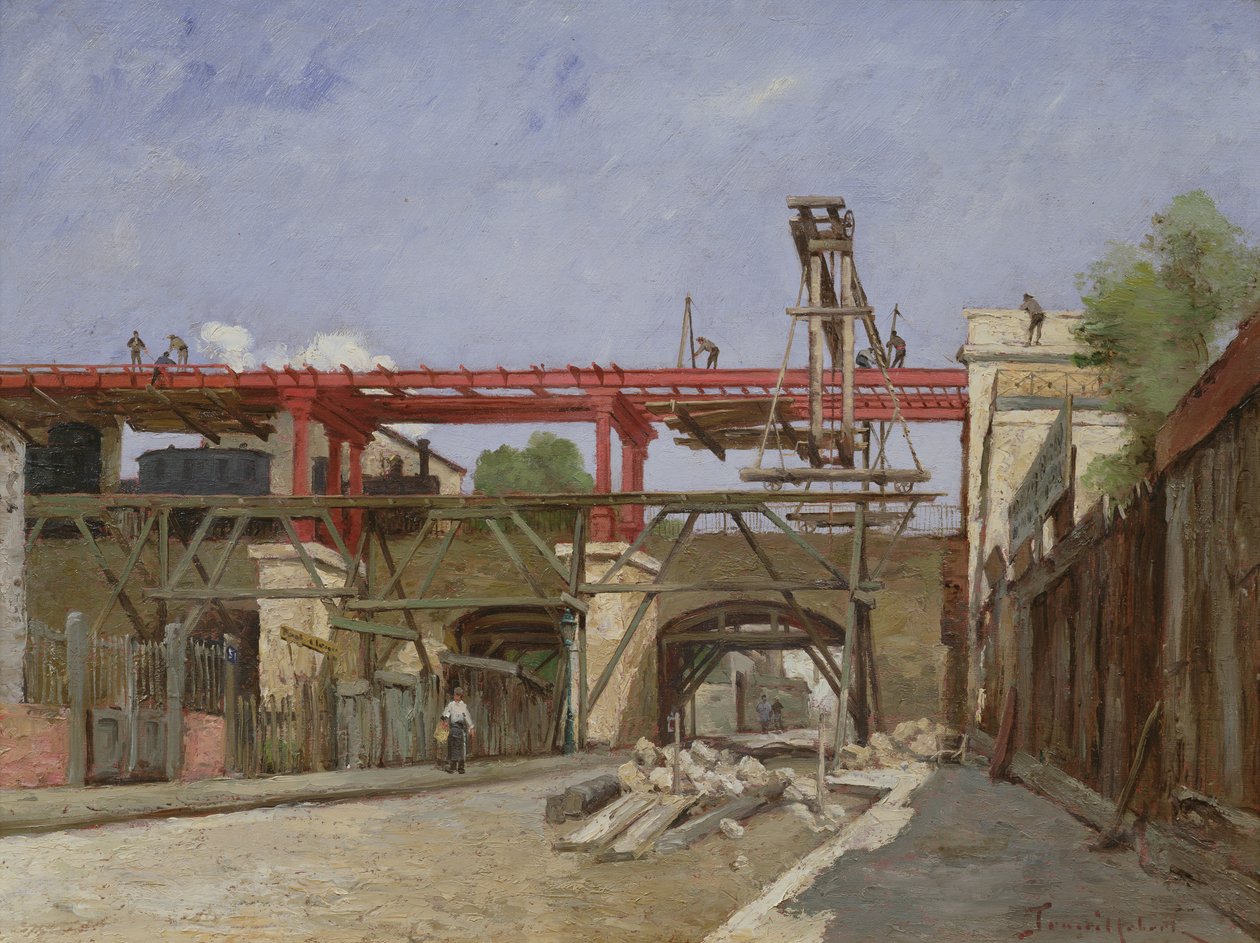 Workers Raising the Ring Road Railway Tracks on the Bridge of the Rue ...