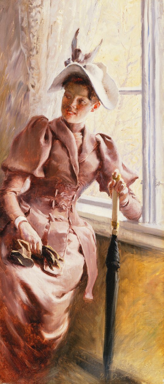 At the Window by Paul Fischer: Premium art reproduction