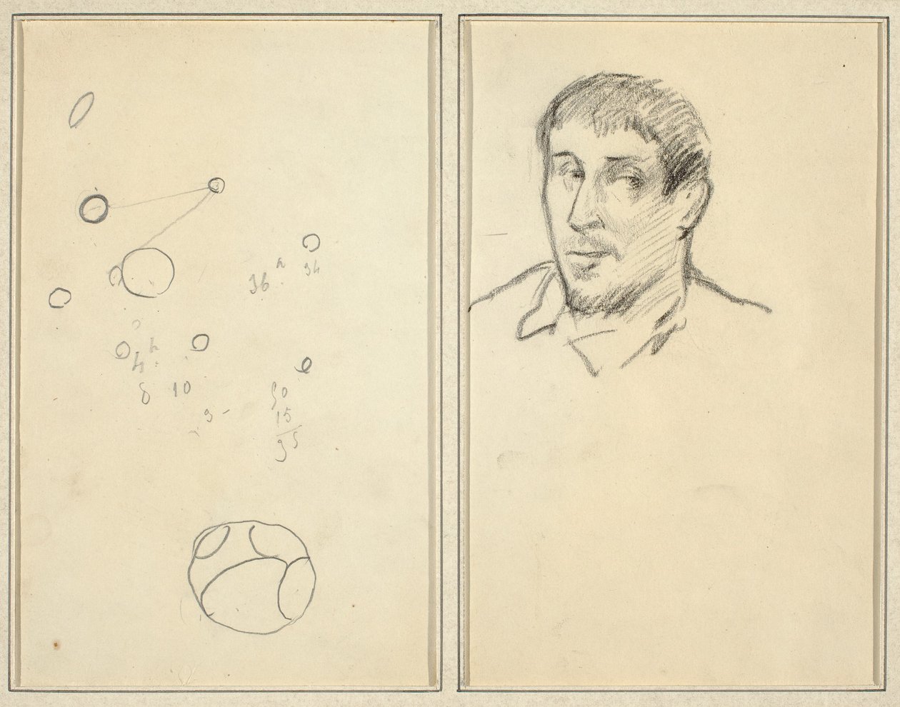 Circles and Numbers; Self-Portrait (recto) by Paul Gauguin