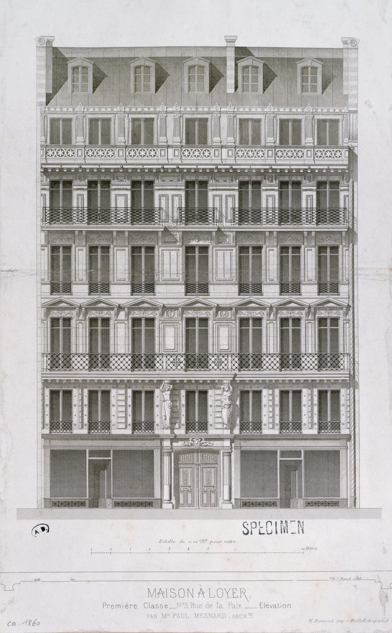 Design for a Block of Flats of the Haussmann style in the rue de la ...