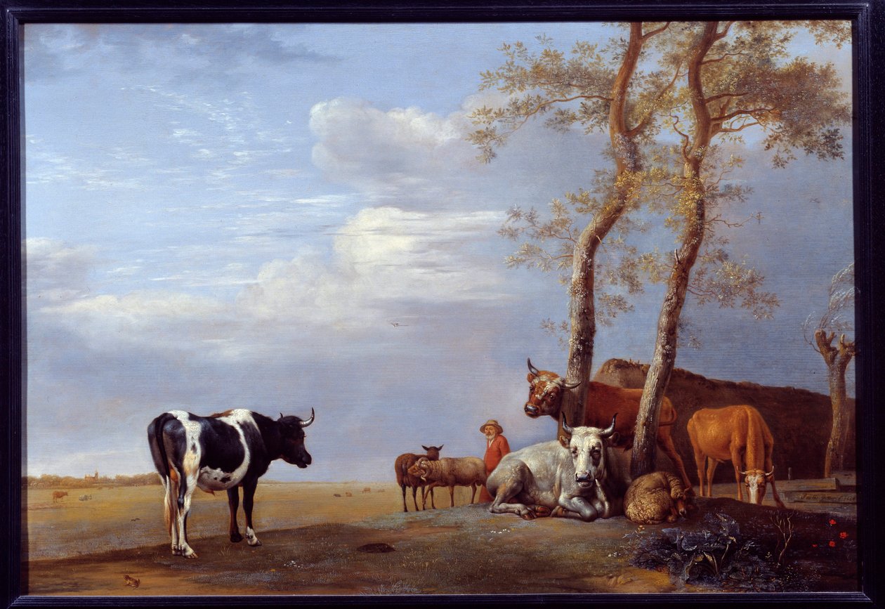 Landscape with Peasant and Animals by Paulus Potter