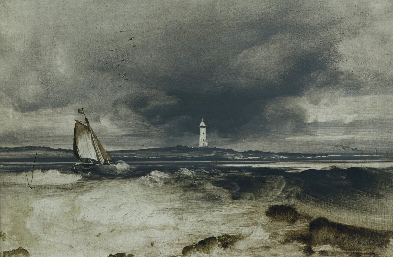 Lighthouse by Peder Balke: Highest-quality art reproduction