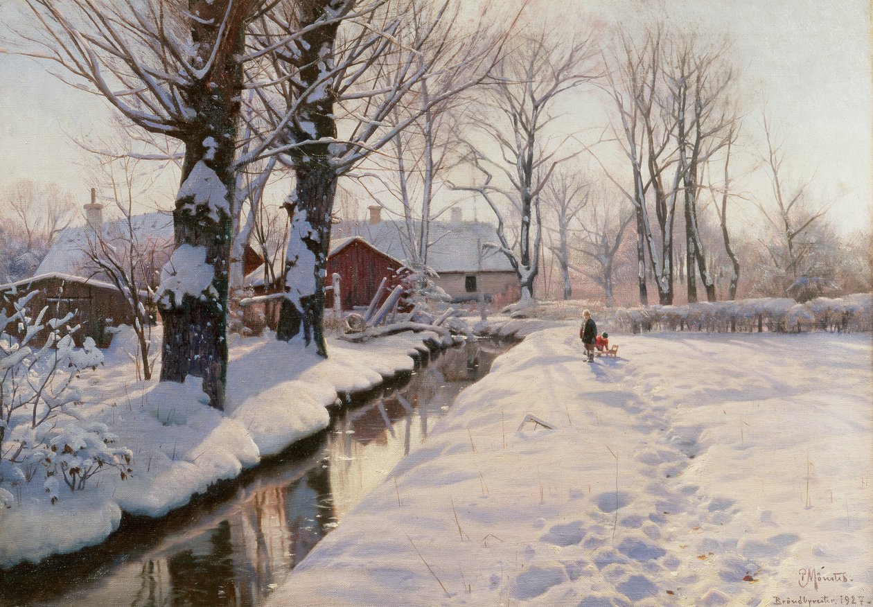 A Wooded Winter Landscape by Peder Monsted: Fine art print