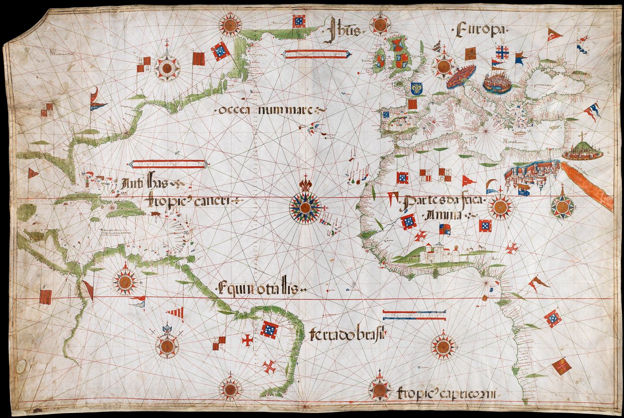 Chart of the Atlantic Ocean, Mediterranean and Black Sea, c.1535