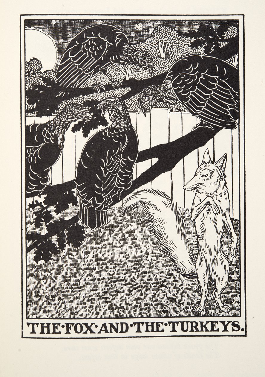 The Fox and the Turkeys, from Fontaine Fables, pub. 1905