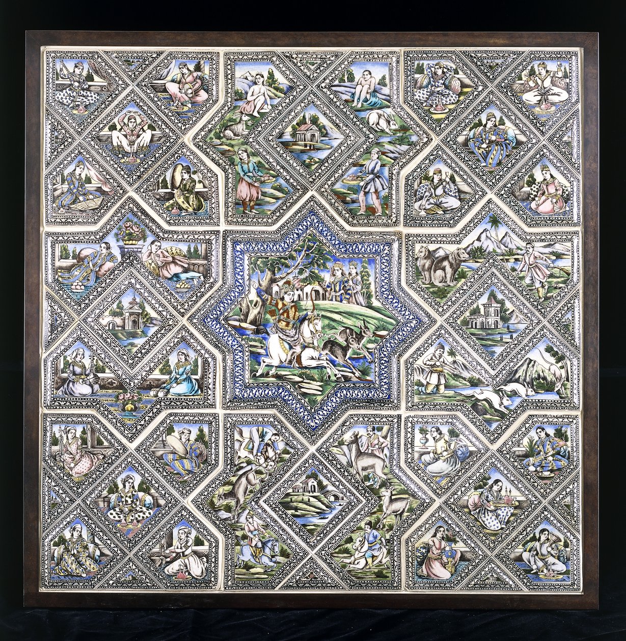 A Pottery Tile Panel, Depicting Bahram Gur Hunting, and Several Other ...