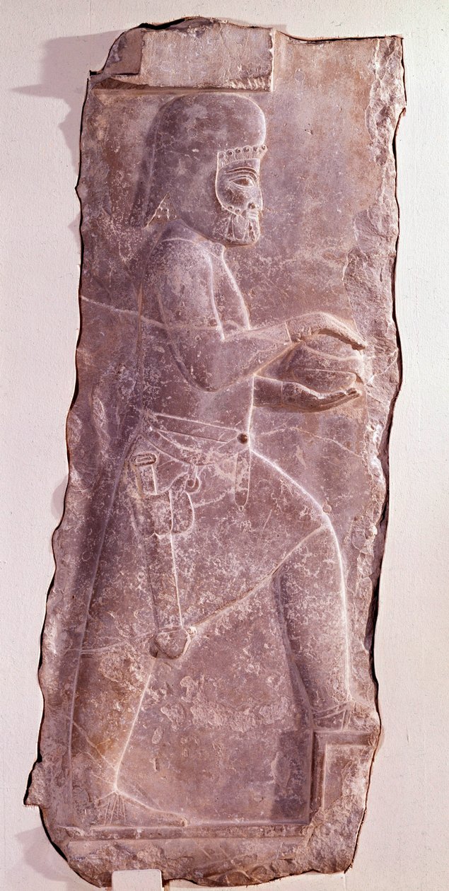 Stone relief representing a Mede servant (people of Iran). Routeenide ...