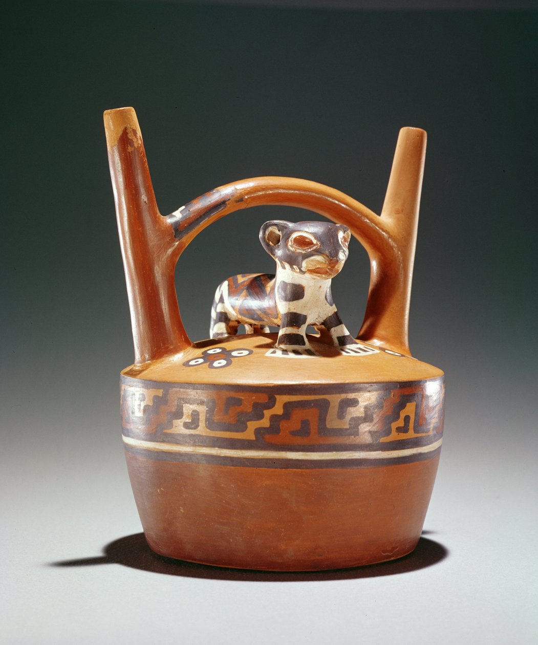 Pottery stirrup pot with jaguar, Nazca Culture