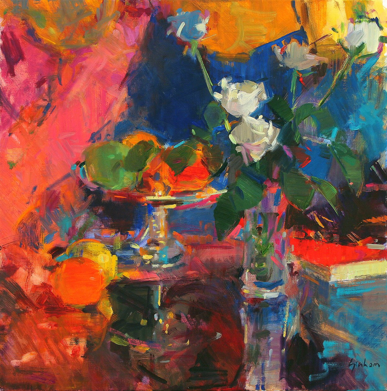 Still Life with White Roses by Peter Graham (Contemporary)