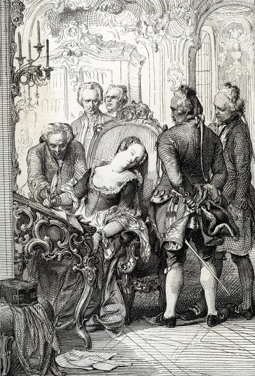 Queen Caroline Mathilde of Denmark Signing Divorce Papers