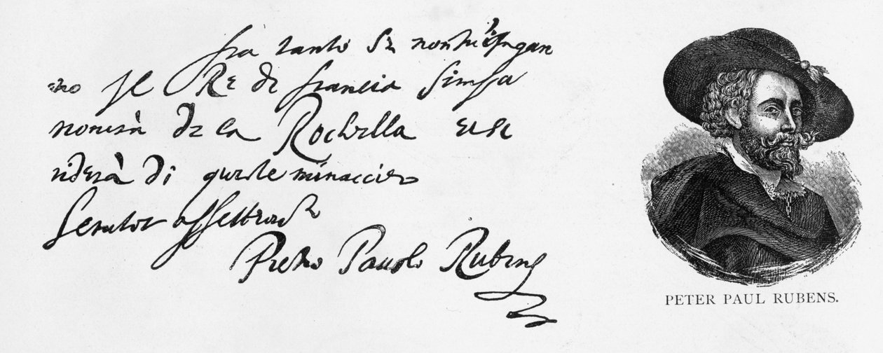 Handwriting and Signature of Rubens from a Letter in Italian on the ...