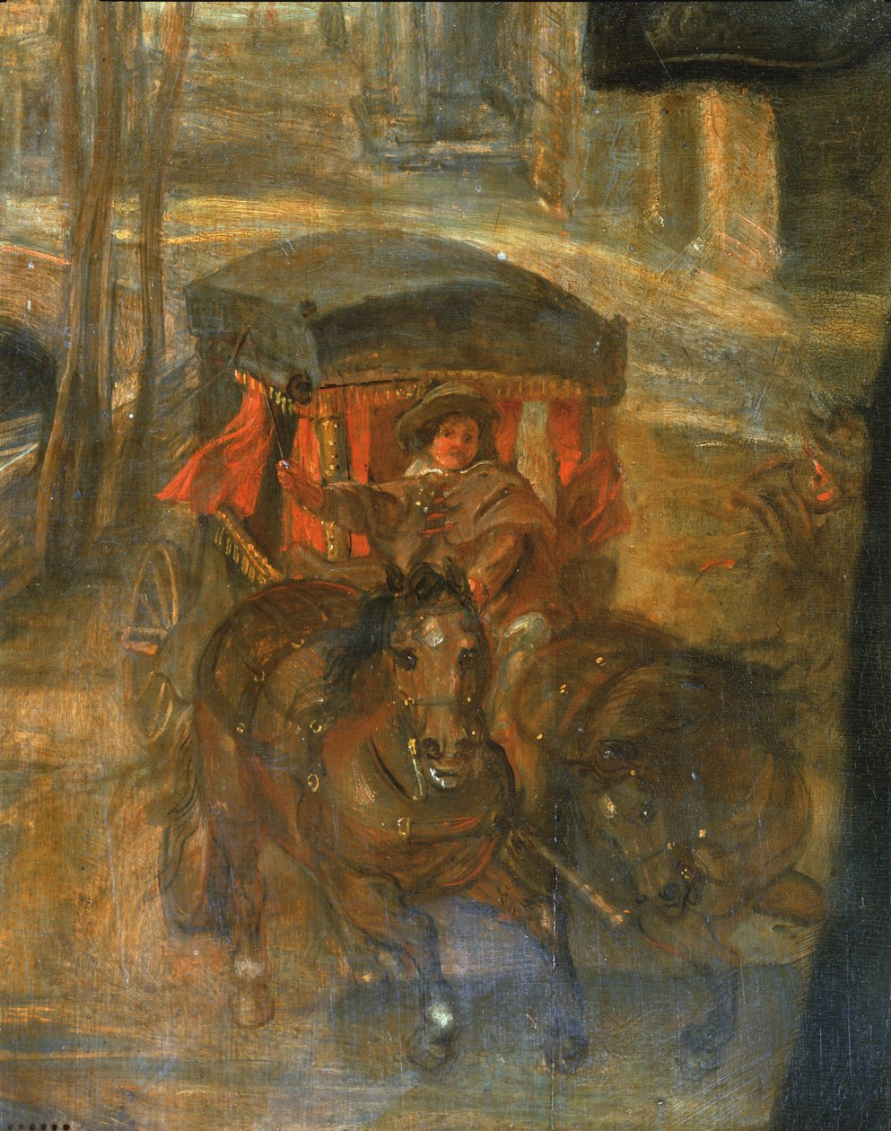 Helene Fourment with carriage by Peter Paul Rubens