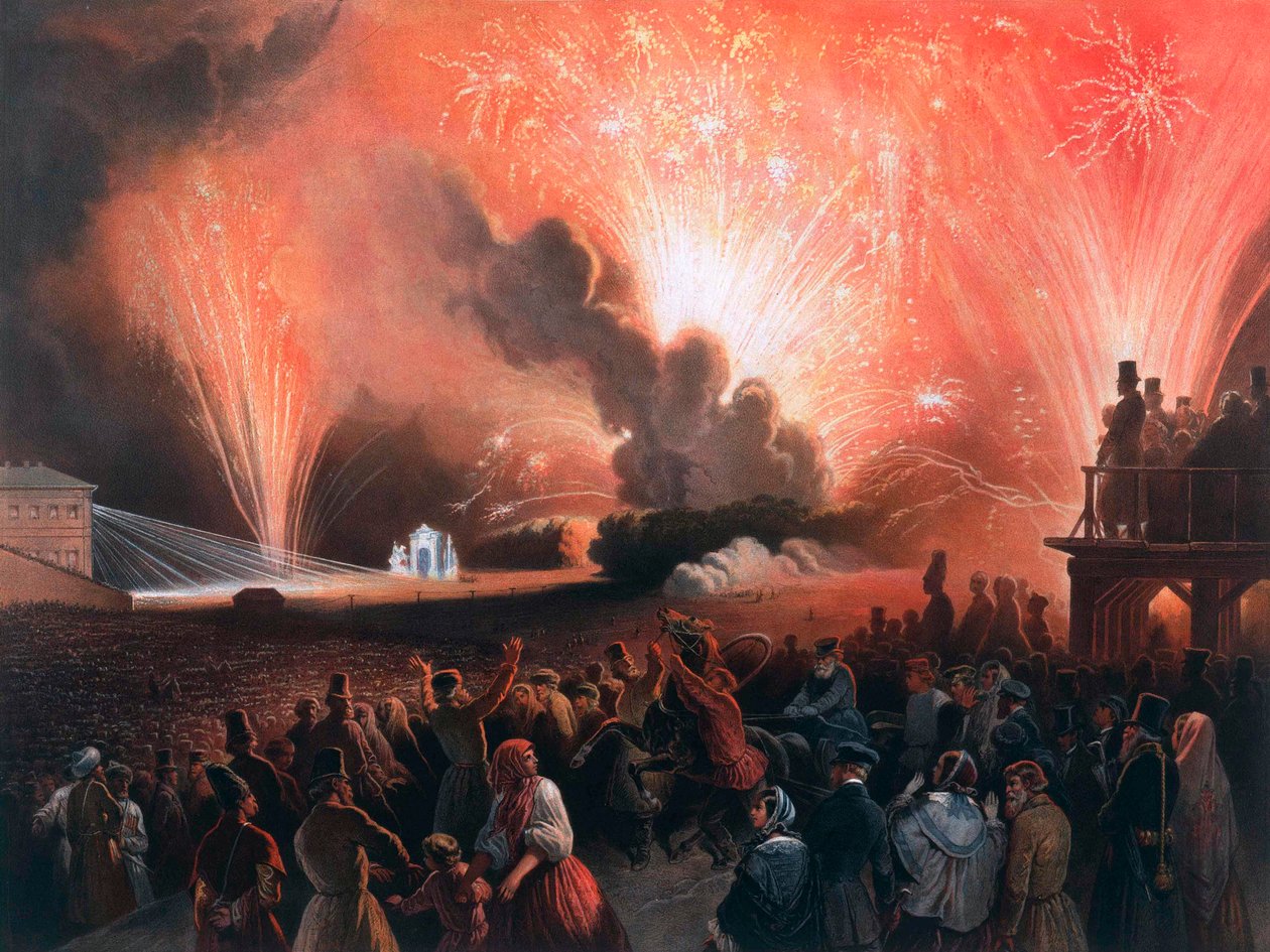 Coronation fireworks in Moscow by Pharamond Blanchard