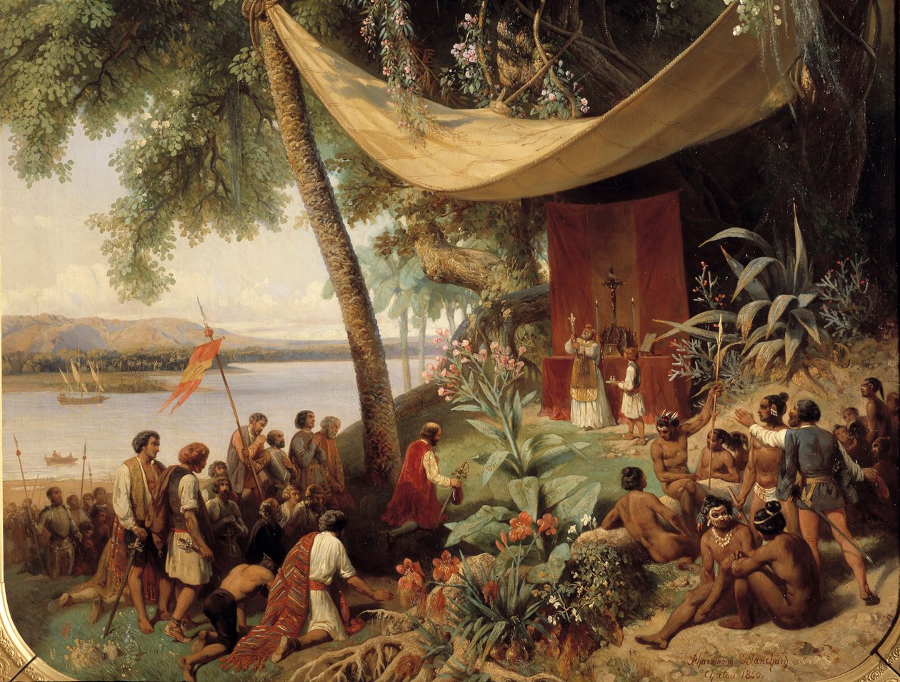 The first mass in America (detail) by Pharamond Blanchard