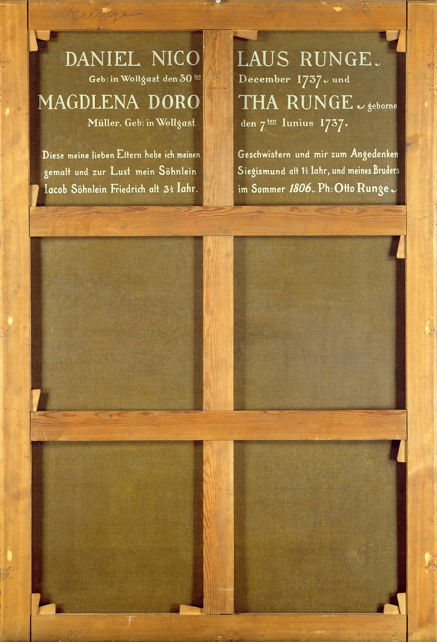 Inscription on the Back of the Painting, 'The Artist's Parents', 1806