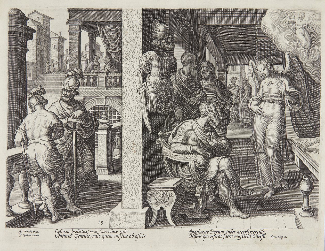 The Angel Sending Cornelius for St. Peter by Philips Galle