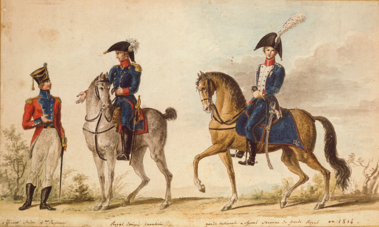 Swiss Officer of the 4th Regiment, Horseman of the Royal Emigre Cavalry ...
