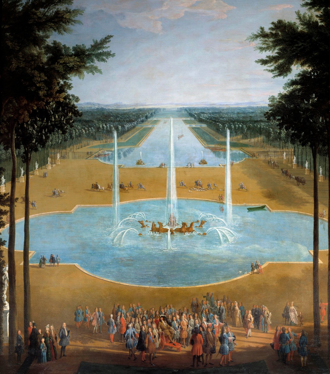 View of the basin of Apollo and the Grand Canal of Versailles in 1713 ...
