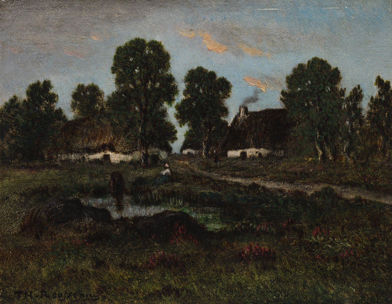 Cottages Near Larchant by Pierre Etienne Theodore Rousseau