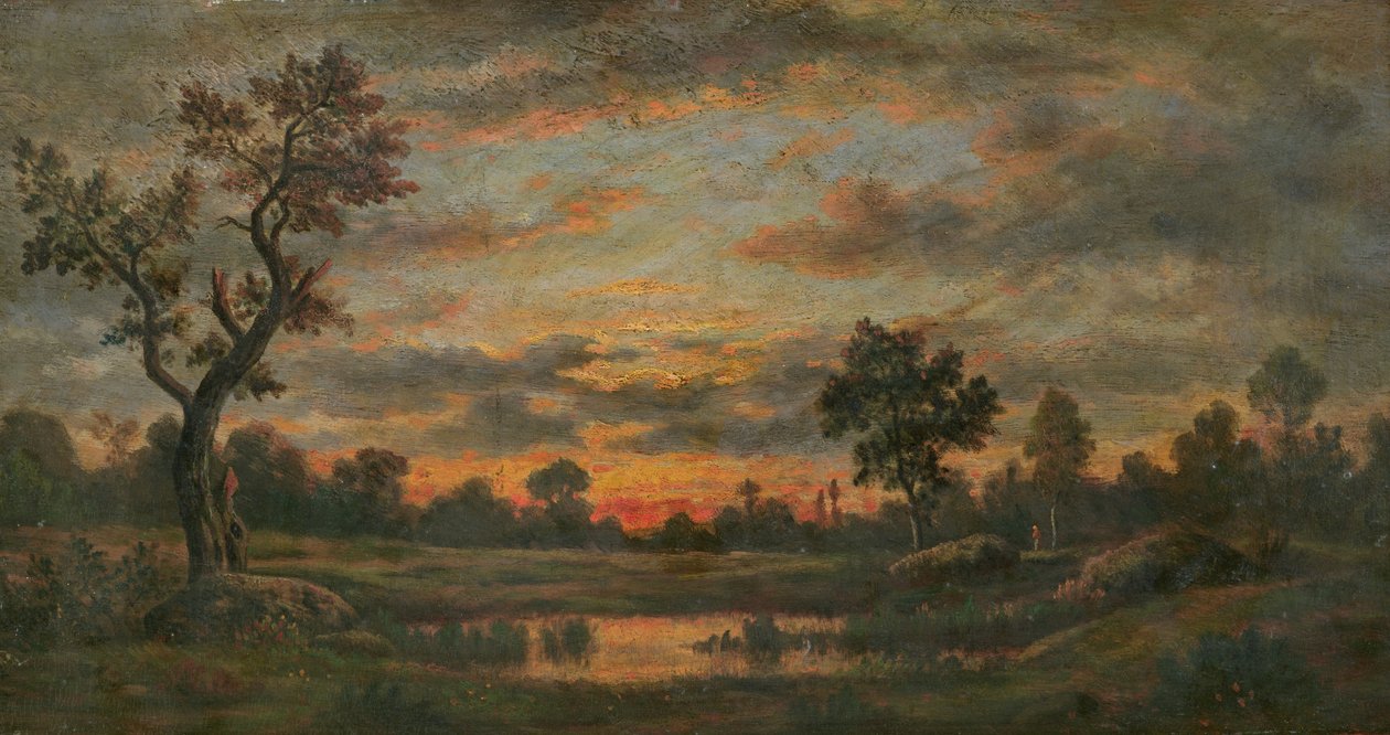 Landscape at Sunset by Pierre Etienne Theodore Rousseau