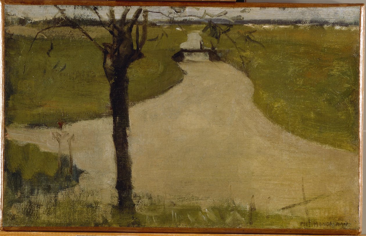 Irrigation Ditch with Young Pollarded Willow, Oil Sketch II, 1900