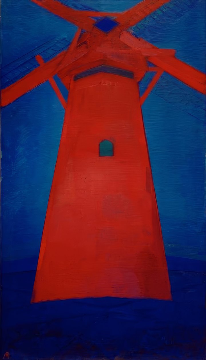 Mill; Red Mill in Domburg by Piet Mondrian: Fine art print